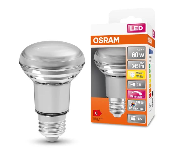 Osram LED Superstar+ Reflektor R63 36° 4,8-60W/927 warmweiß 345lm E27 220-240V dimmbar online ...