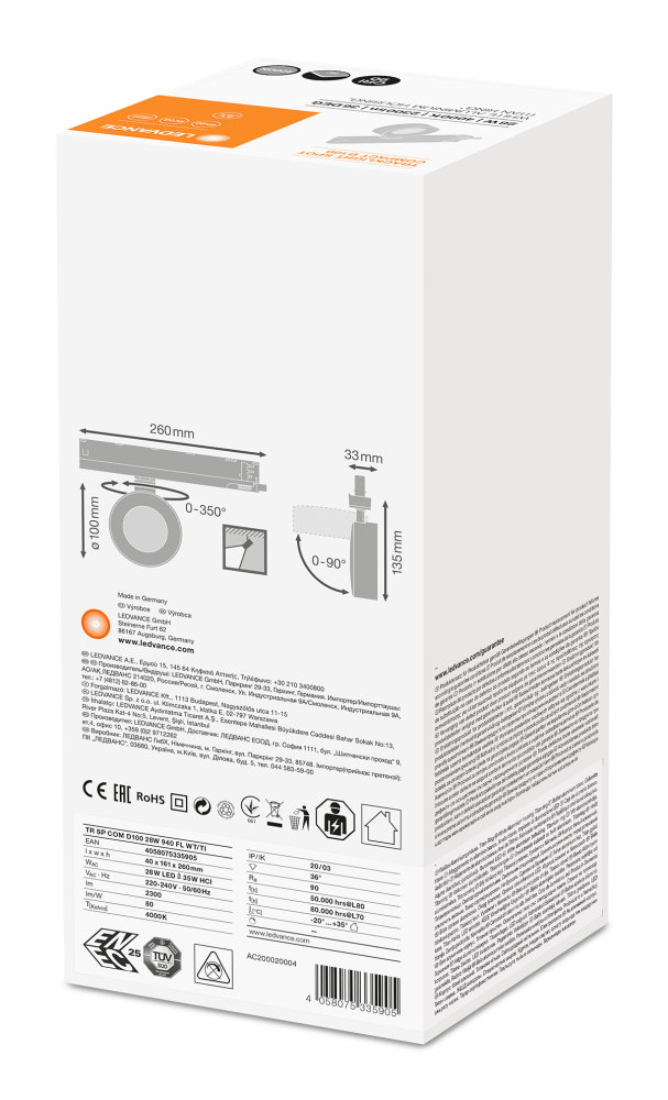 LEDVANCE LED Tracklight Spot compact D100 28W/940 FL nicht dimmbar weiß ...