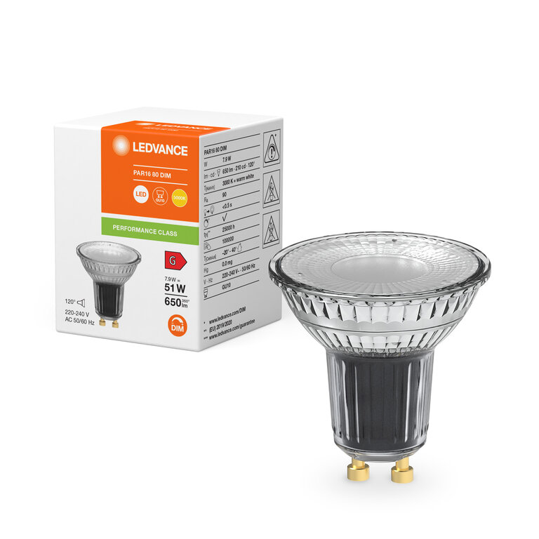 Osram / Ledvance LED Reflektor PAR16 120° Performance 7,9-51W/930 warmweiß 650lm GU10 220-240V ...